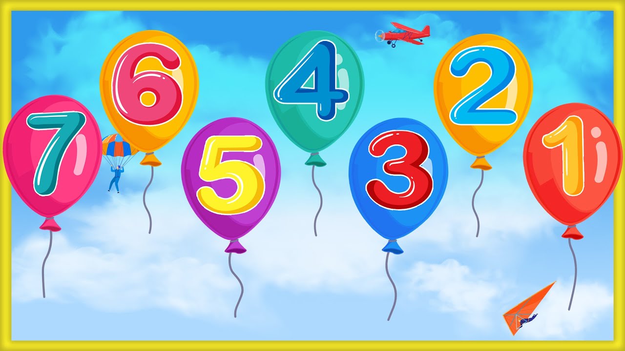 Counting Down from 7 to 1 with Balloons - YouTube