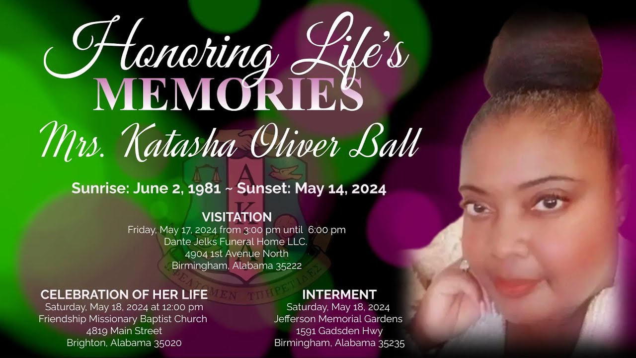 Celebration of Life for Mrs. Katasha Oliver Ball - YouTube