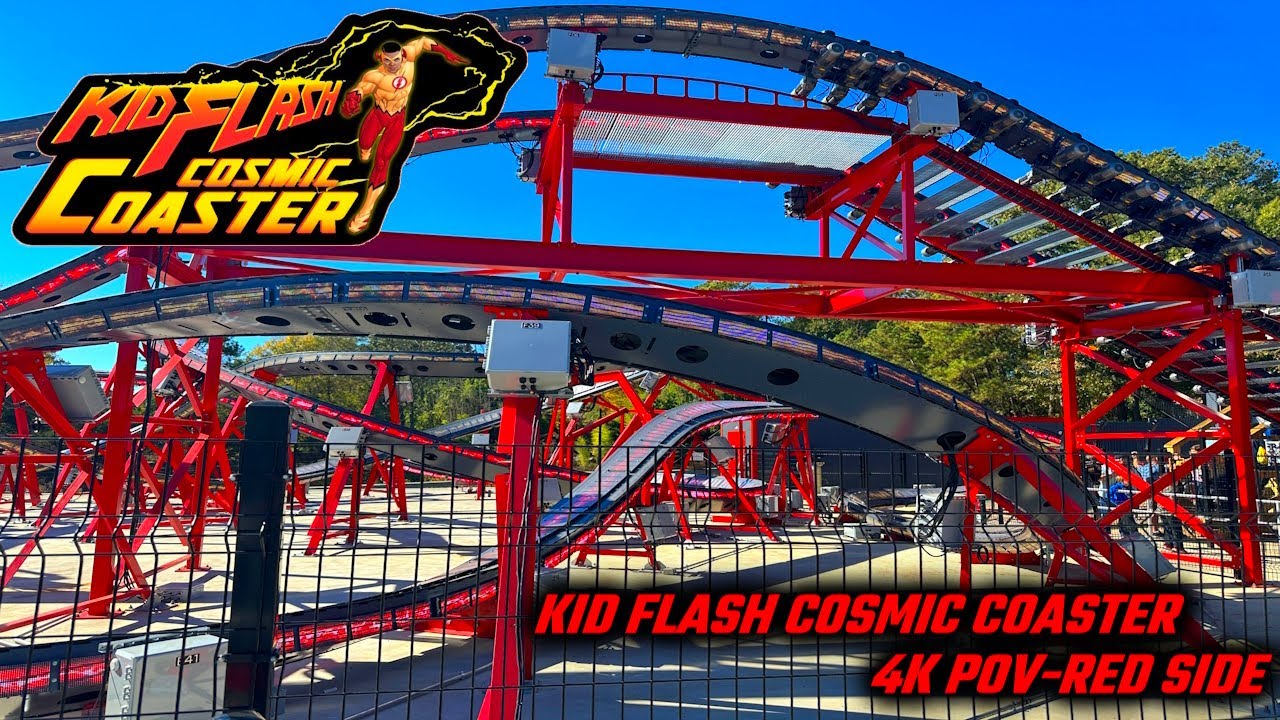 KID FLASH COSMIC COASTER-RED SIDE | 4K POV | SIX FLAGS OVER GEORGIA ...