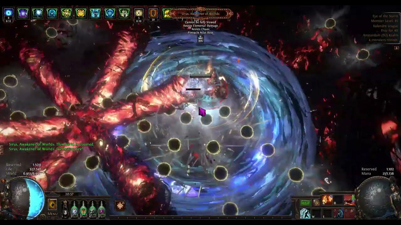 Deathless Uber Sirus - CoC Ice Nova - Kalandra League - Path of Exile - YouTube