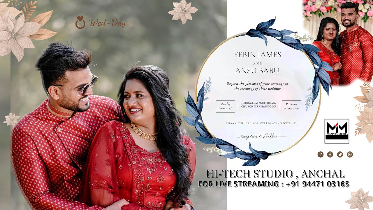 FEBIN JAMES WEDS ANSU BABU WEDDING CEREMONY - LIVE. #MIZPHAWEDDINGMEDIA ...