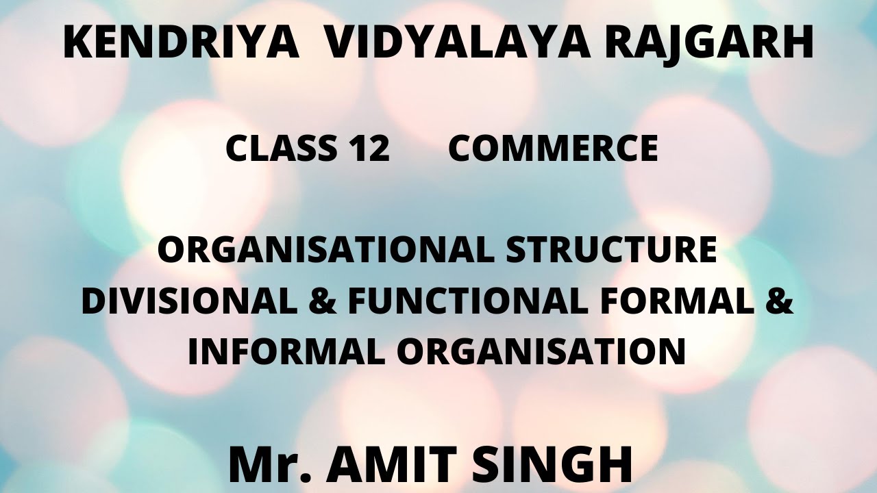 CLASS 12/COMMERCE/ORGANISATIONAL STRUCTURE DIVISIONAL,FUNCTIONAL,FORMAL ...