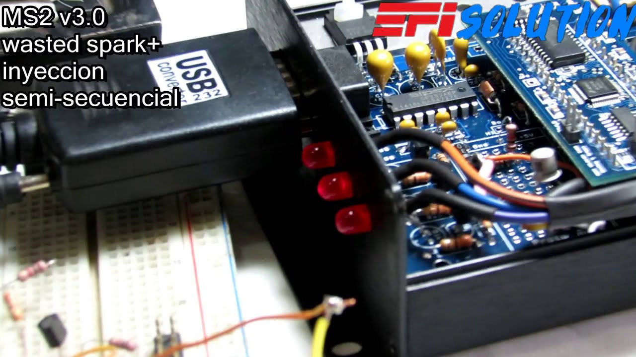 MS2 v3.0 wasted spark + inyeccion semisecuencial . MEGASQUIRT - YouTube