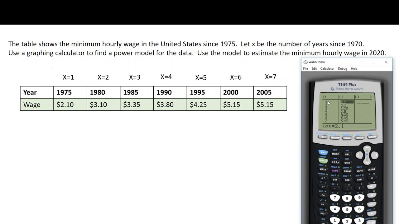 find a power model using the graphing calculator - YouTube
