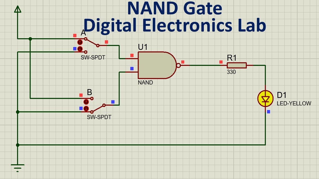 NAND Gate Simulation lab in Proteus Digital electronics Lab 3 مختبر الالكترونيات الرقمية التجربة ...