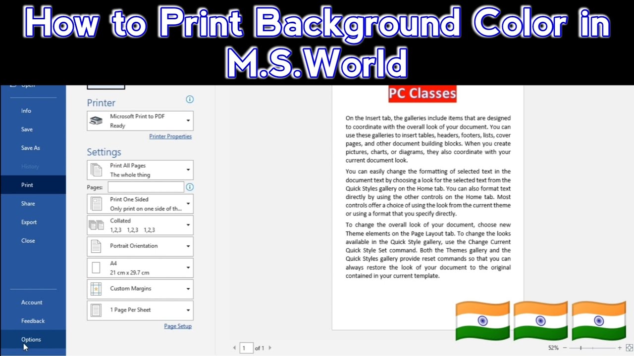 How to Print Background in M.S Word // M.S word मे background कैसे ...