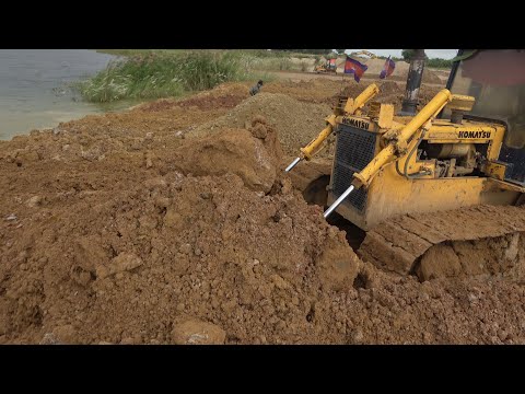 Wow ! Wonderful Bulldozer Heavy Equipment Power Pushing Soils & Dump Truck Extreme Unloading Soils