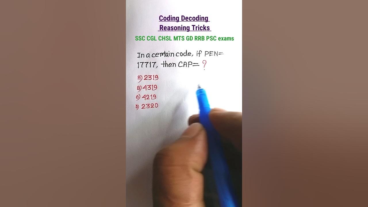 Coding Decoding Coding Decoding Reasoning Tricks Reasoning For Ssc Gd Chsl Mts Wbpsc Youtube