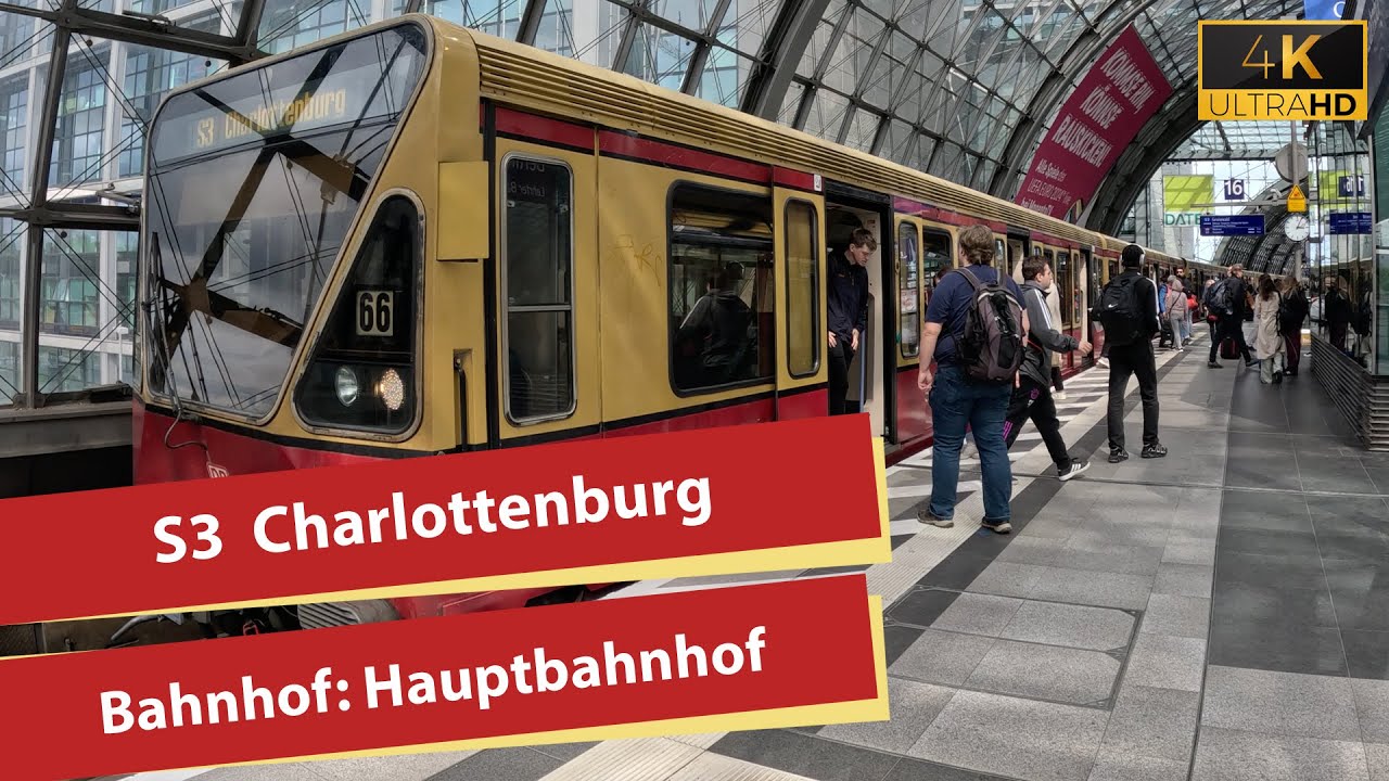 (5K) S-Bahn Berlin - Hauptbahnhof, Einfahrt der S3 (alte Baureihe 480 ...