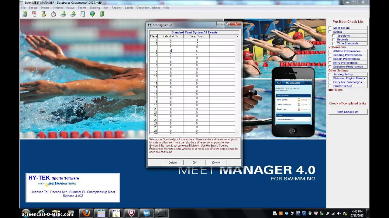 Meet Manager Scoring at the Pool - YouTube
