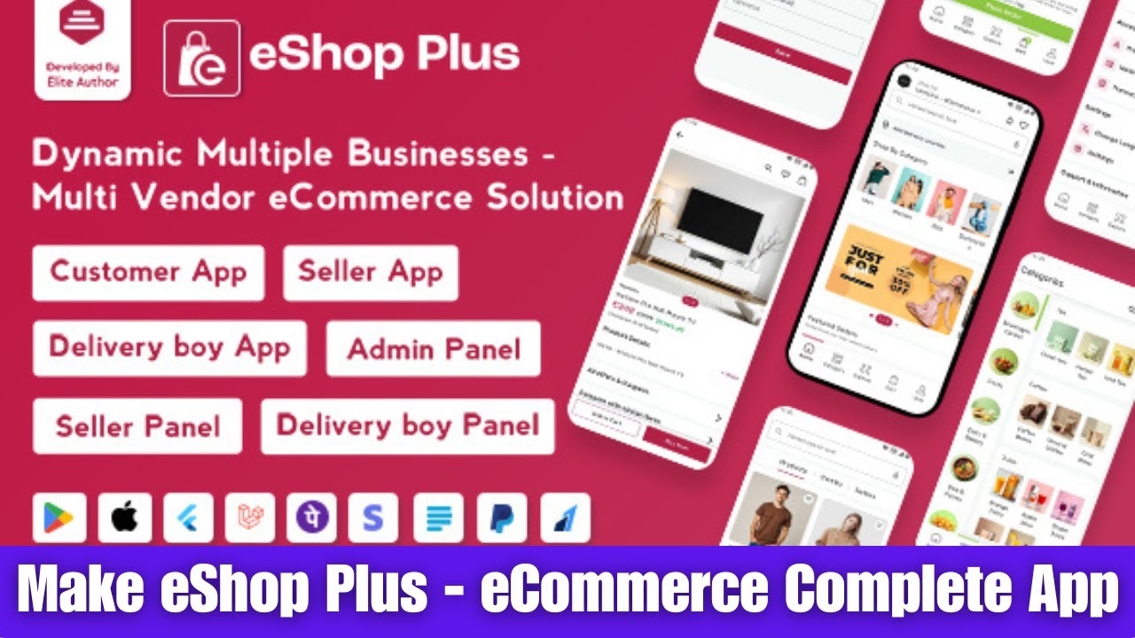 Make eshop plus - multi vendor ecommerce, multi module flutter app with ...