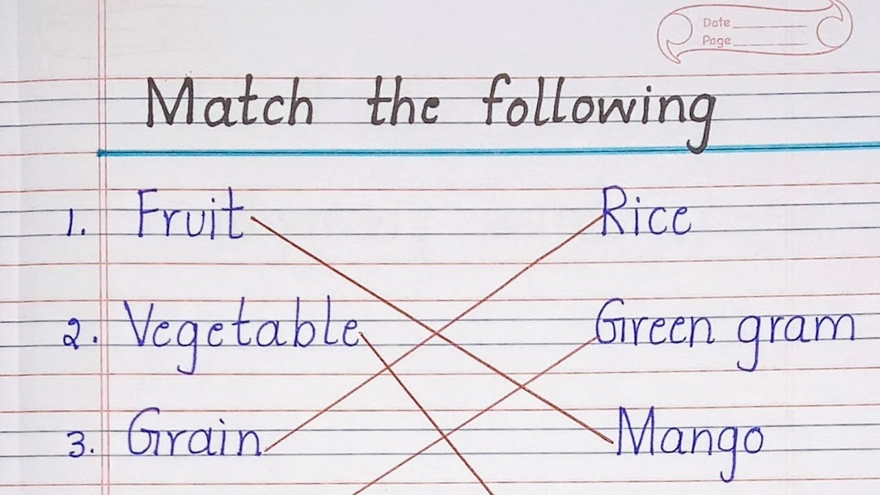 Match the following - YouTube