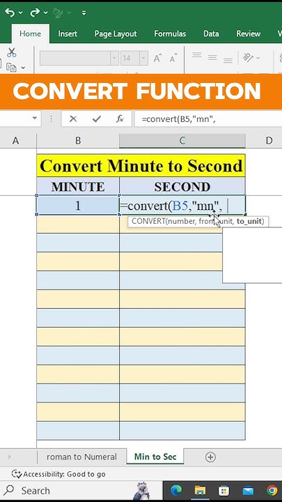 How To Use Convert Function Convert Min To Sec Techblend8 Shorts Exceltips Excel Youtube