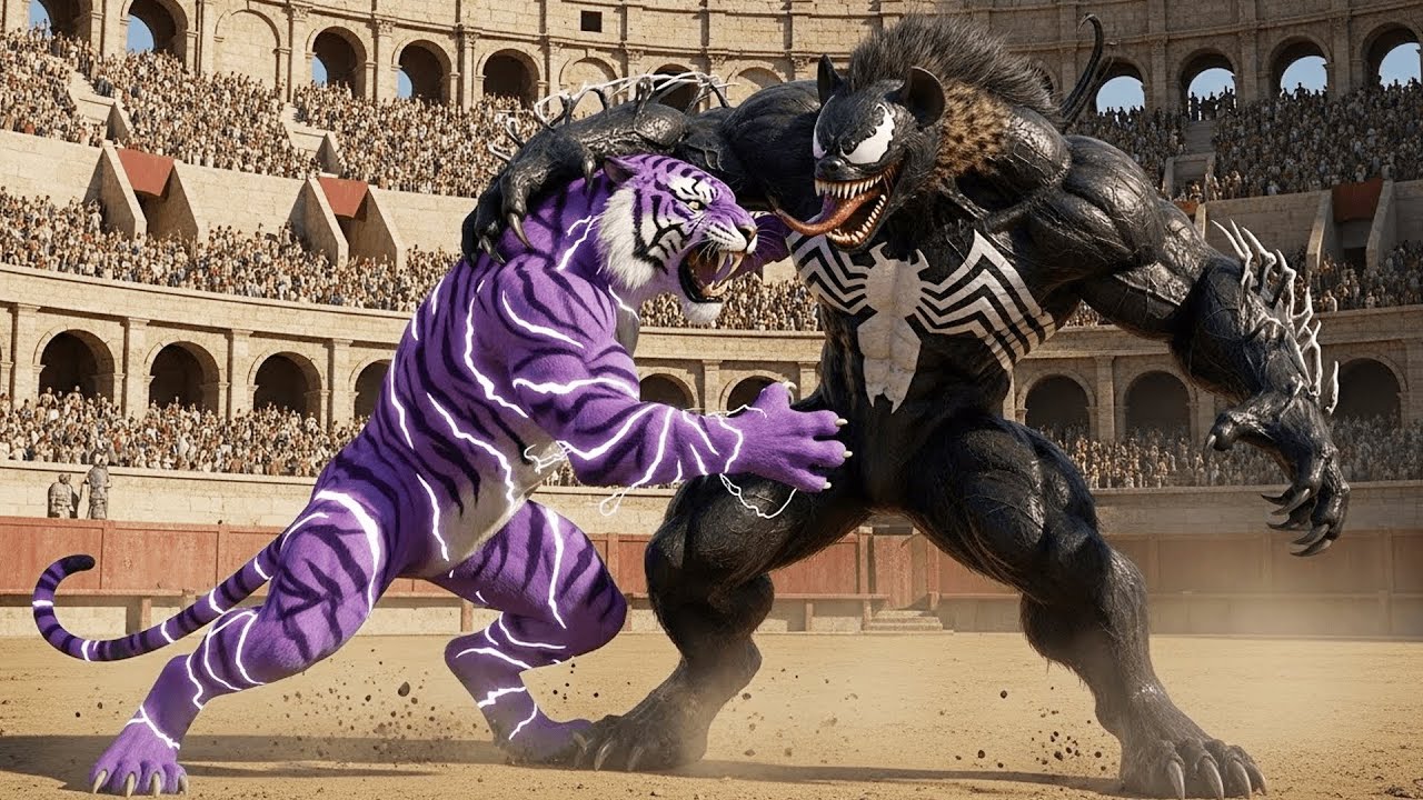 THUNDER TIGER Kills VENOMOUS HYENA: Battle OF Wild Animals IN The Arena ...
