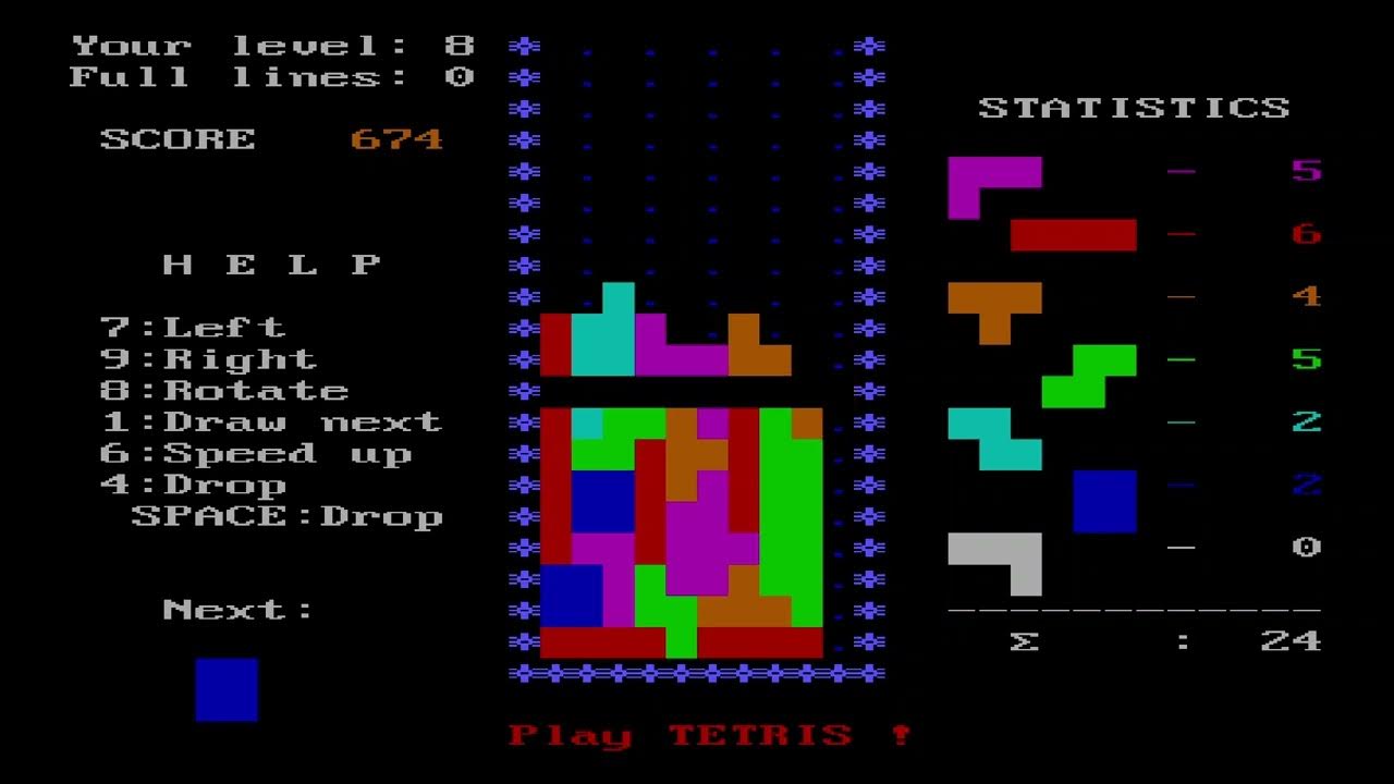 Gameplay of Tetris (DOS, AcademySoft, 1986) - YouTube