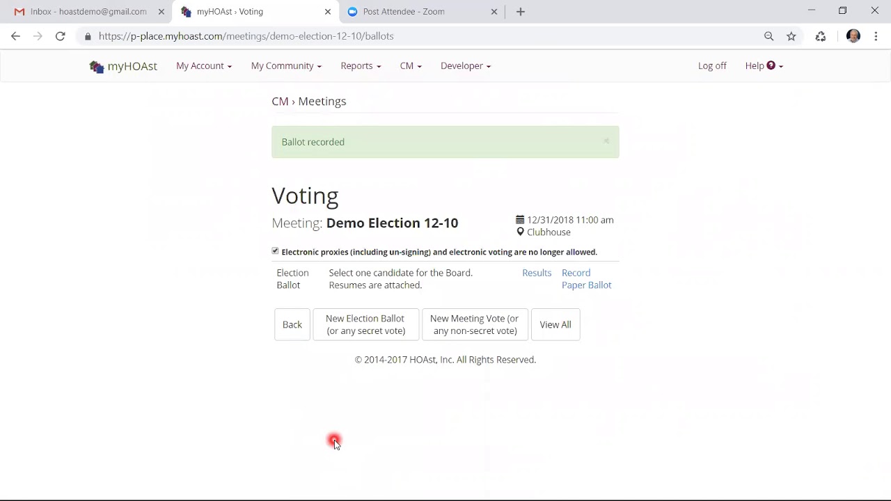 HOAst, Inc. Online Tutorial Recording - Processing Secret Votes ...