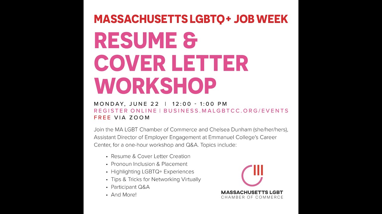 MA LGBTQ+ Job Week Webinar: Resume and Cover Letter Workshop - YouTube