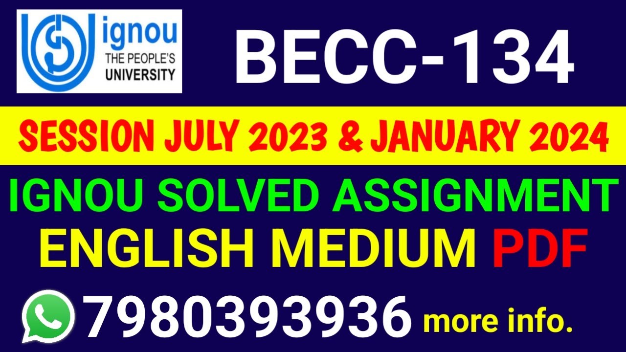 BECC 134 Solved Assignment 2023-24 English, BECC 134 Solved Assignment ...