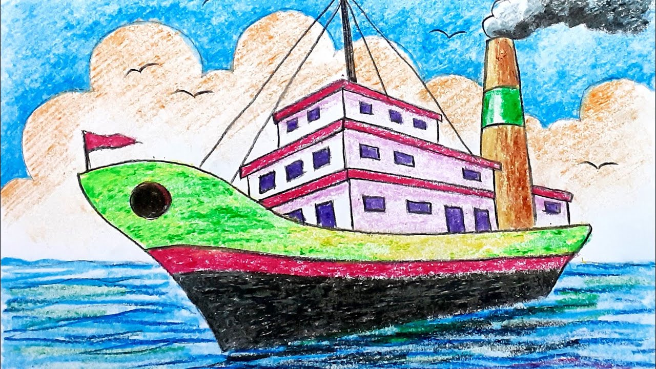 Easy oil pastel. SHIP step by step - YouTube