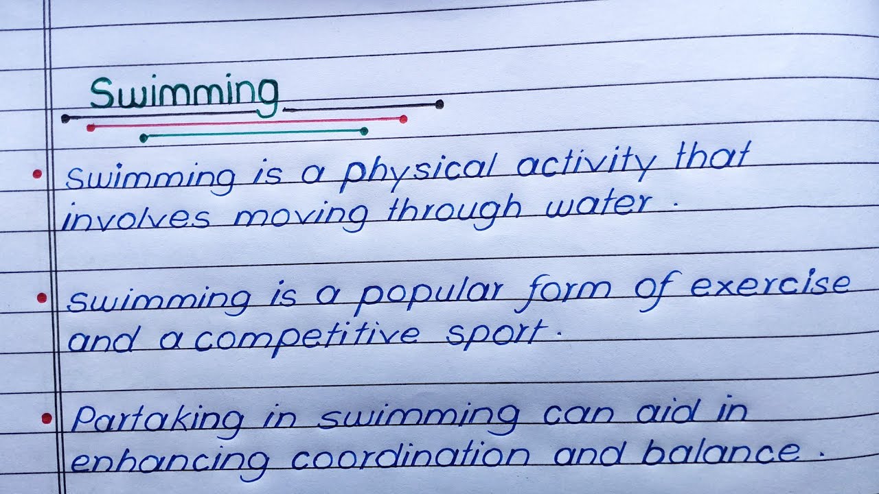 10/20 lines swimming in english || about swimming in english ...