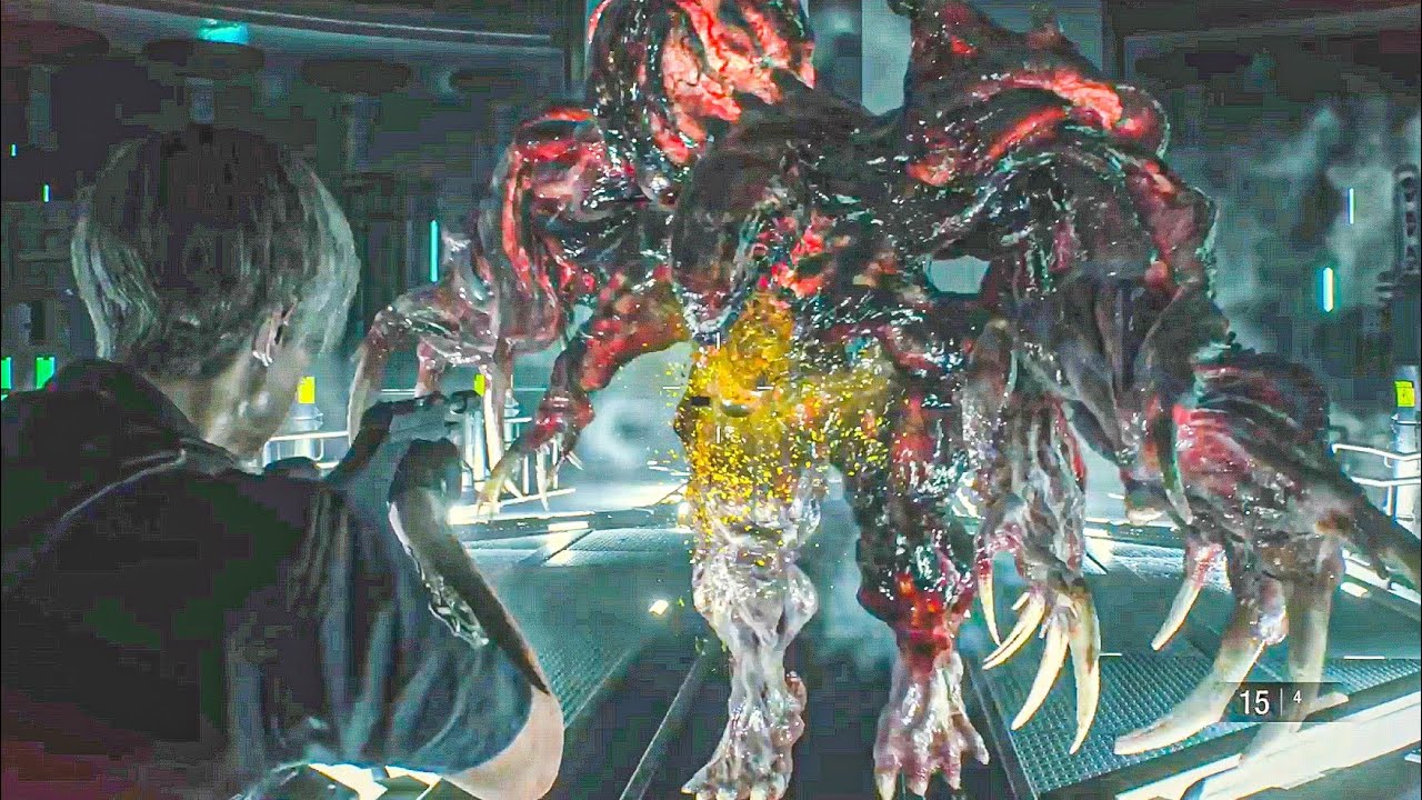 Resident Evil 2 - William Birkin Boss Fight - (Leon Story) (Claire ...