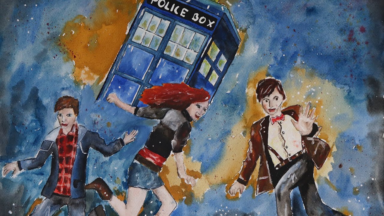 Doctor Who: 11th, Amy, Rory + Tardis (watercolour/Aquarell) - Speed ...