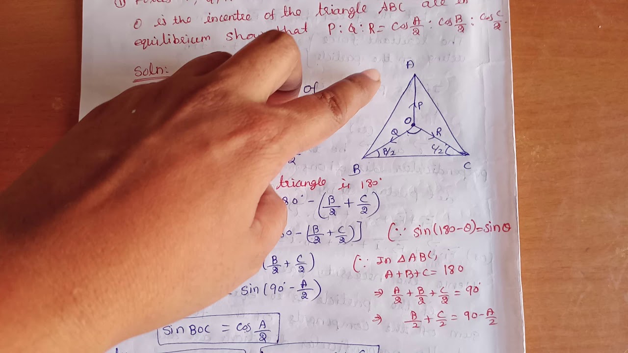 Statics- Equilibrium forces- incenter of a triangle -solved problem 1 ...