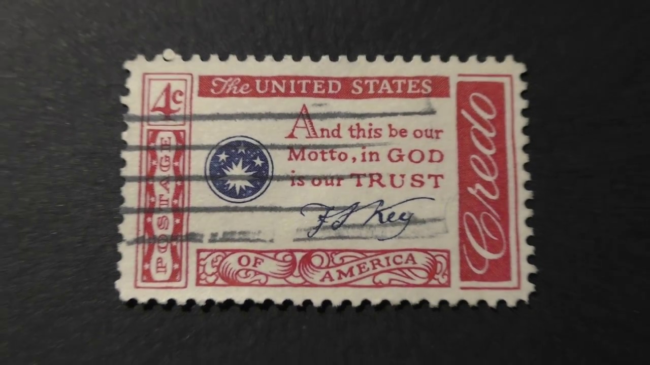Postage stamp. USA. U.S.Postage. And this be our Motto, in GOD is our ...