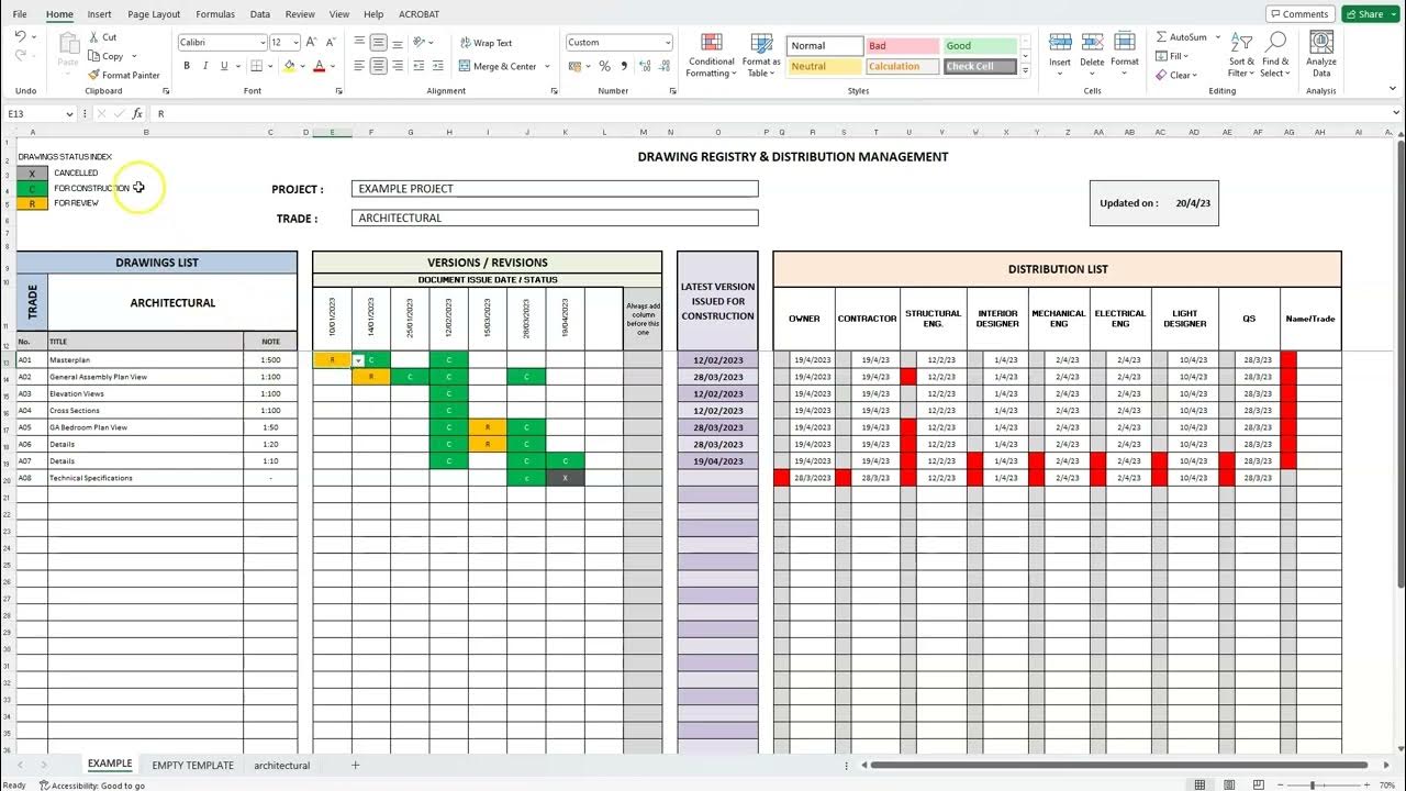 Drawing Registry & Distribution Management Excel Template Demo Video ...