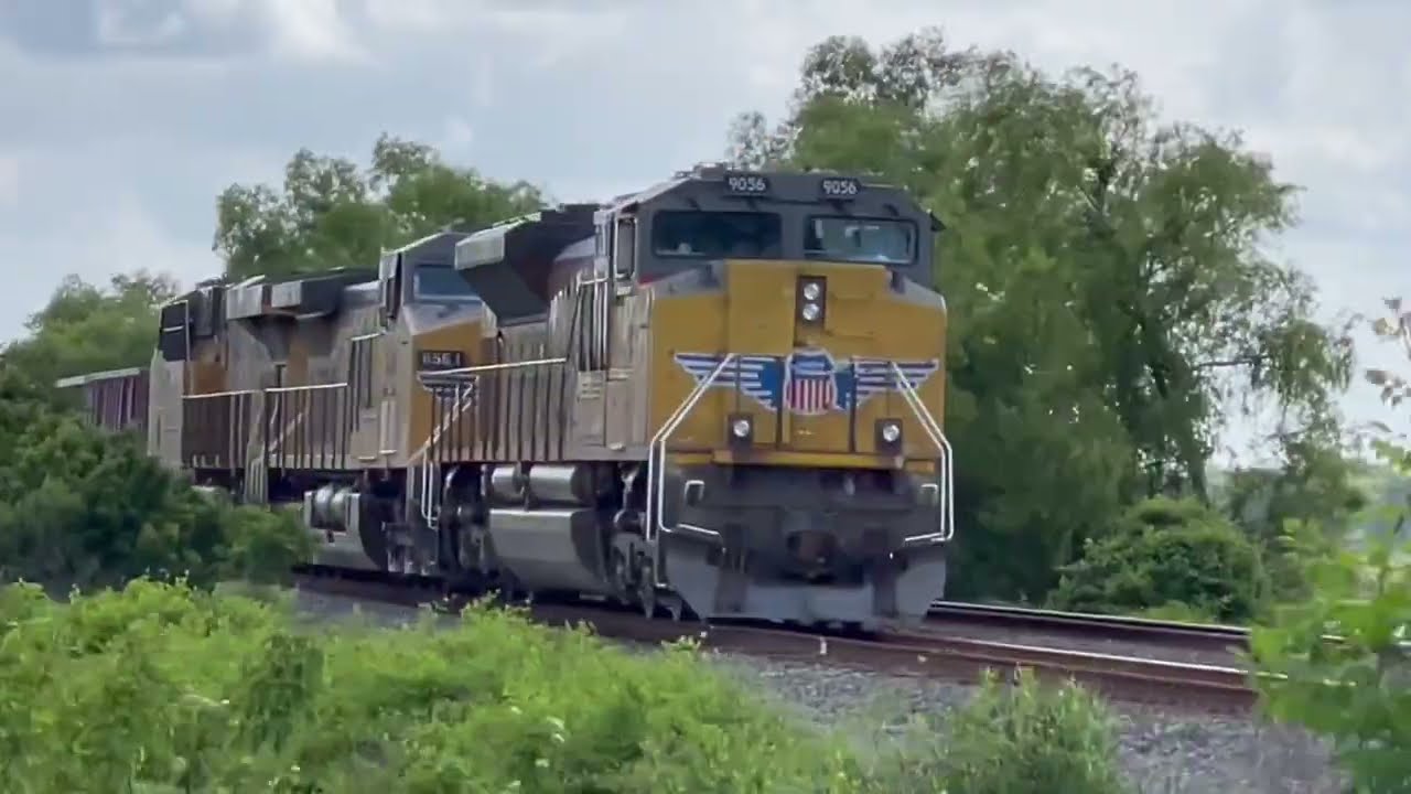 Union Pacific 9056 SD70AH, 66561 C44ACM, and 7974 C45ACCTE Rock Freight ...
