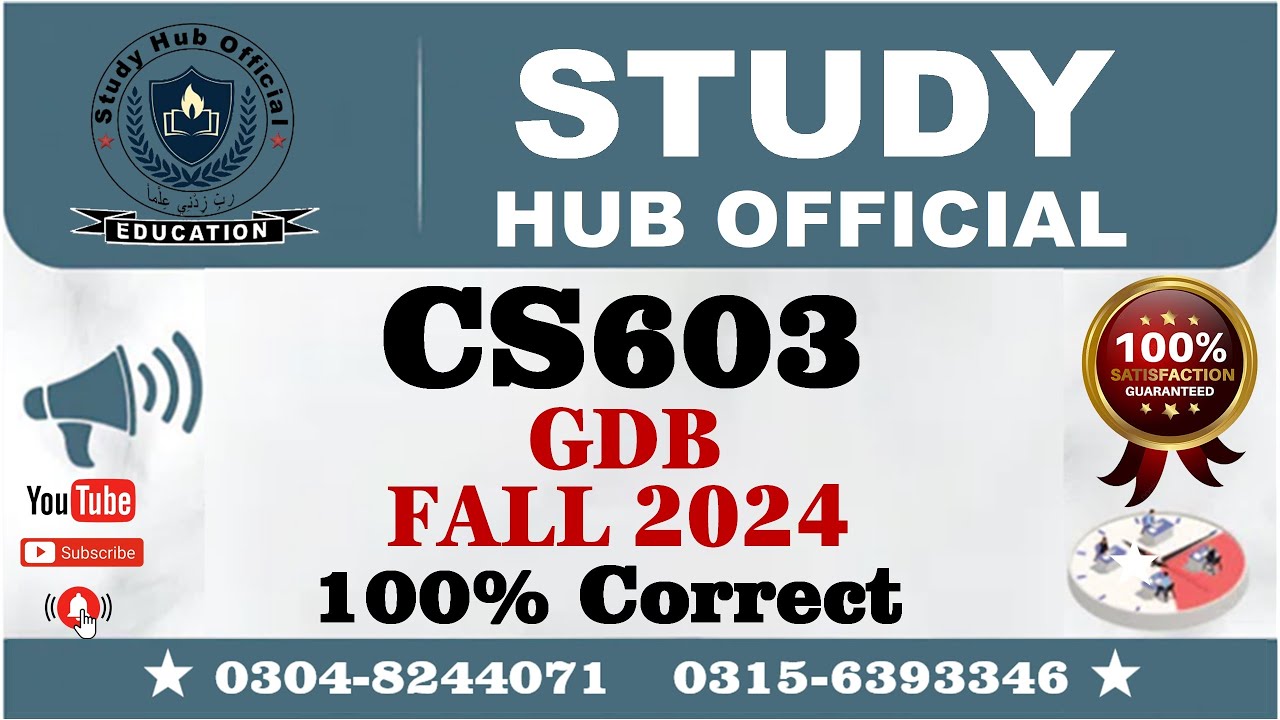 CS603 GDB Solution Fall 2024 By Study Hub Official - YouTube