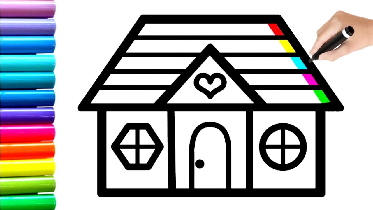 How to Draw Rainbow House | Rainbow House Drawing, Painting and ...