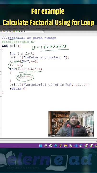 For example: Find Factorial, Using for Loop in C Language #pseudocode #clion #parsing #func # ...