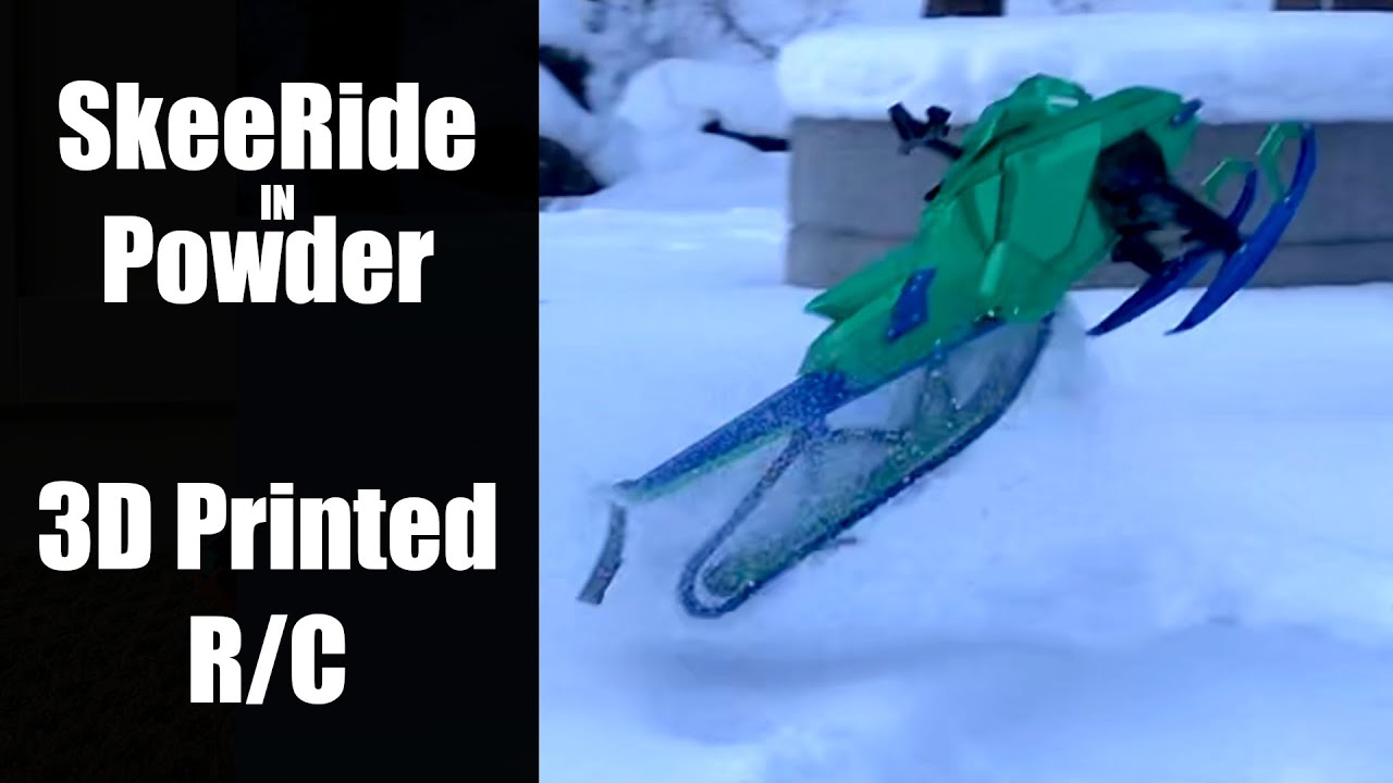 SkeeRide First Deep Snow - 3D Printed Snowmobile - YouTube
