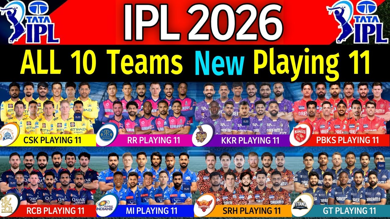 IPL 2026 - All 10 Teams Playing 11 | All Teams Playing XI IPL 2026 ...
