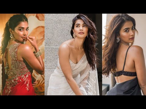 Pooja Hegde White Silk Saree and Black Embroidery Saree With Matching Sleeveless Blouse Looks Part 9
