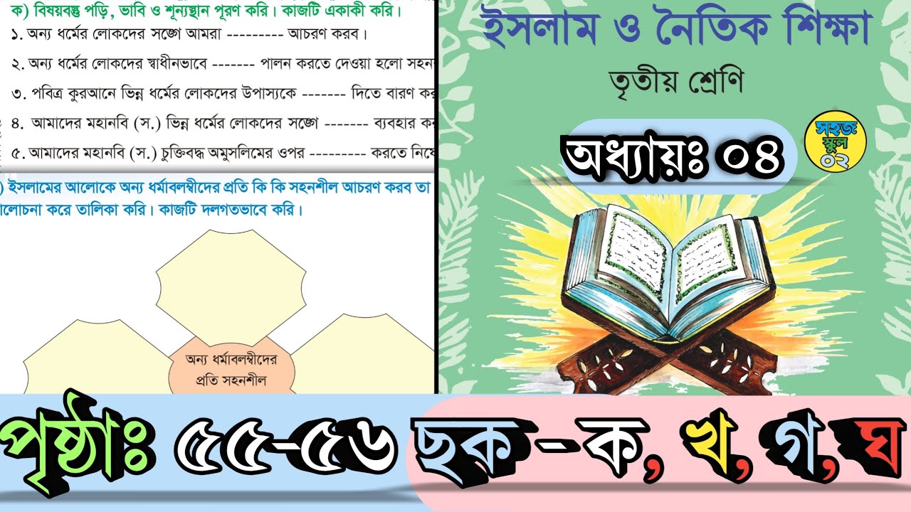 ৩য় শ্রেণীর ইসলামও নৈতিক শিক্ষা ৪র্থ অধ্যায় পৃষ্ঠা ৫৫-৫৬ Class 3 Islam Book 2024 Chapter 2 Page ...