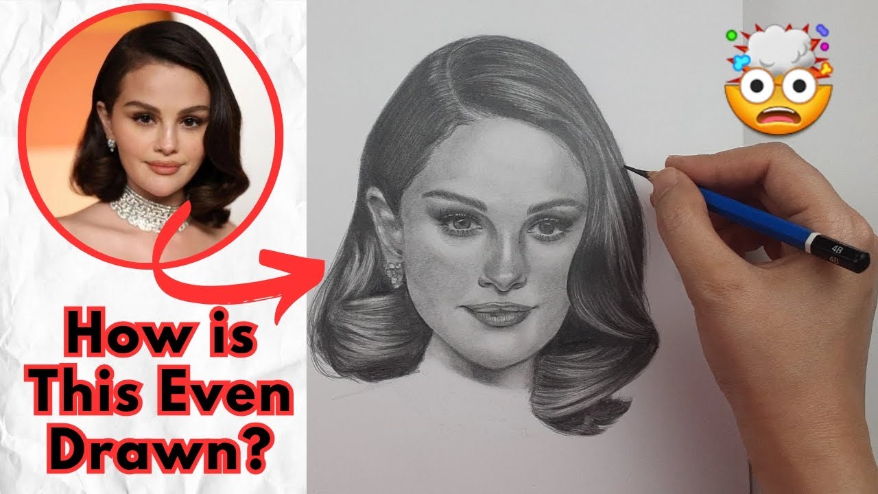 Realistic Selena Gomez Portrait Drawing | Step-by-Step Pencil Art ...
