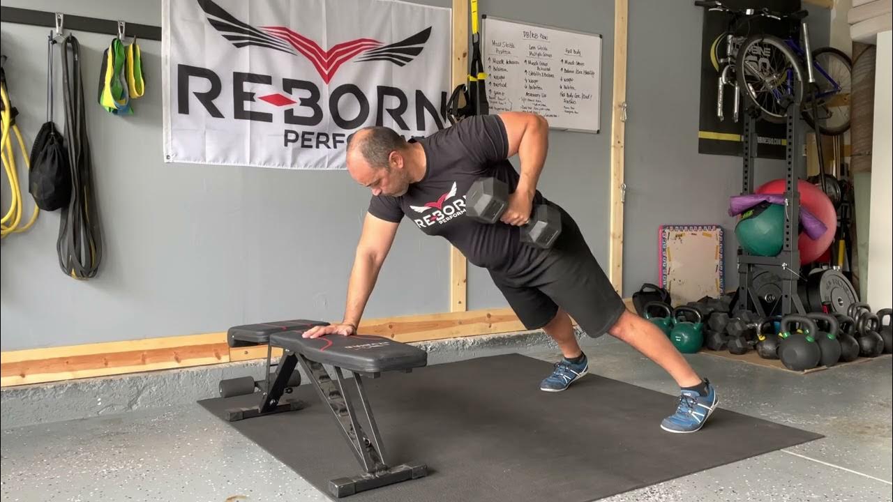 DB Plank Row on Bench - YouTube