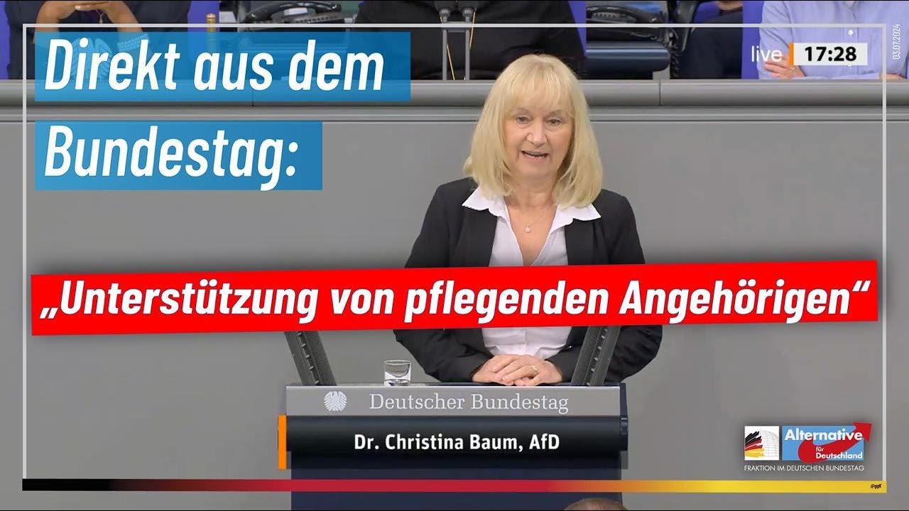 Dr. Christina Baum MdB, AfD im Bundestag - Unterstützung von pflegenden Angehörigen - YouTube