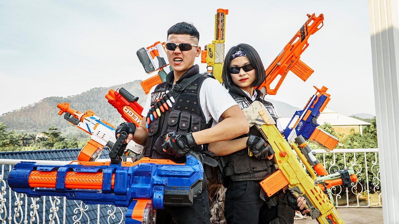 LTT Game Nerf War : Warriors SEAL X Nerf Guns Fight Intruder thief ...