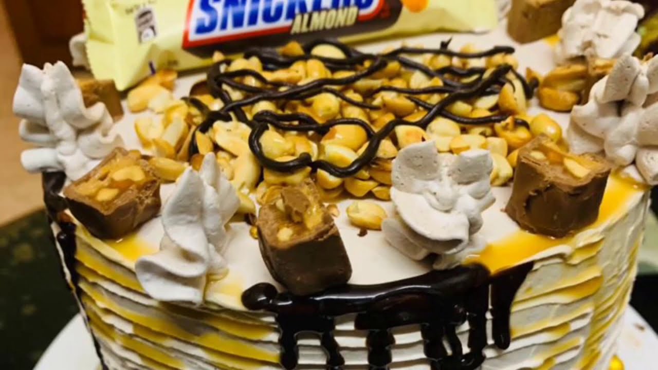 Snickers drip cake /Homemade - YouTube
