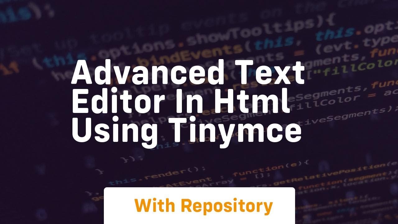Advanced text editor in html using tinymce - YouTube