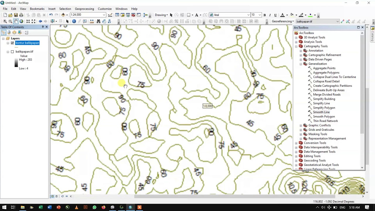 tutorial membuat peta kontur dengan aplikasi google earth , global mapper, dan arcgis arcmap ...