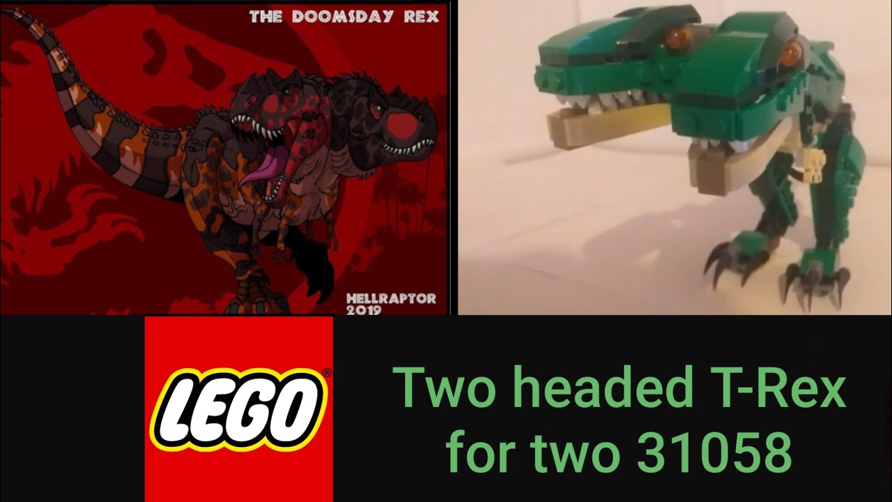 Lego creator alternate build two headed T-rex for two 31058 - YouTube