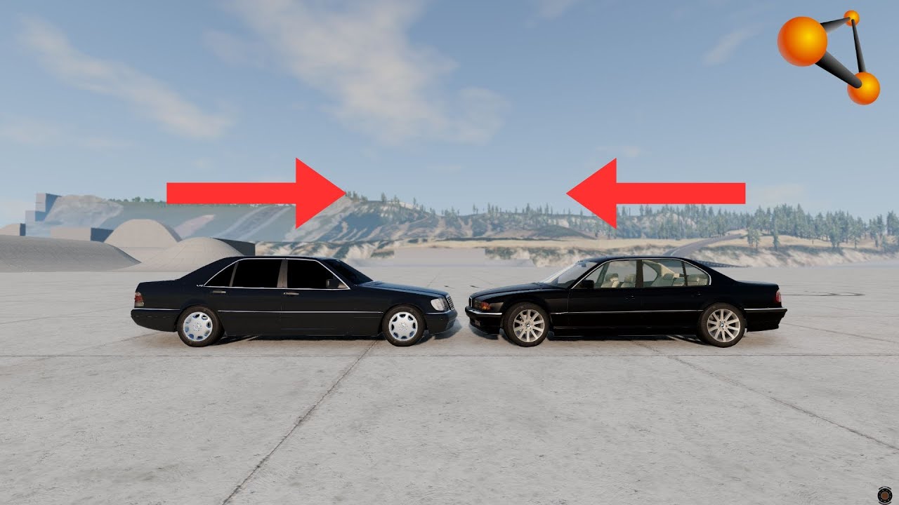 Crush of two legend Mercedes S600 vs BMW E38 - BeamNG Drive. - YouTube