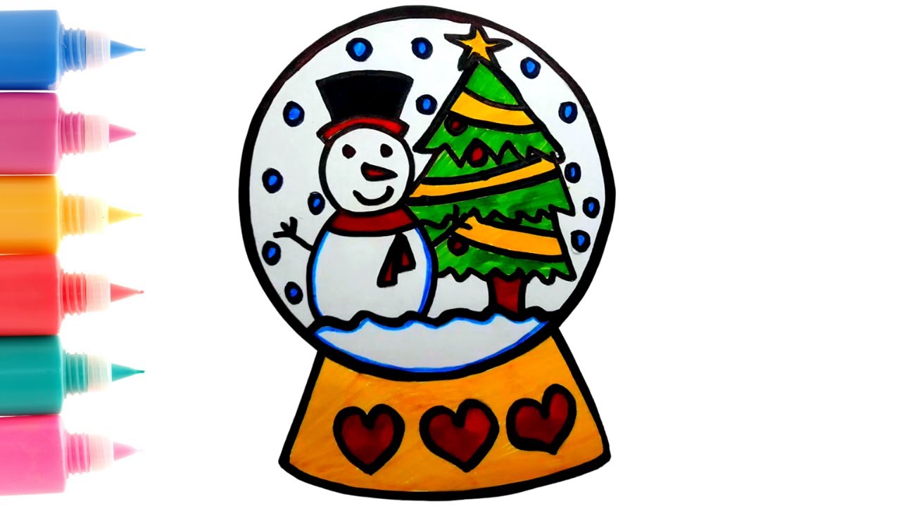 How to Draw a Christmas Snow Globe Cute and Easy | Coloring for Kids ...