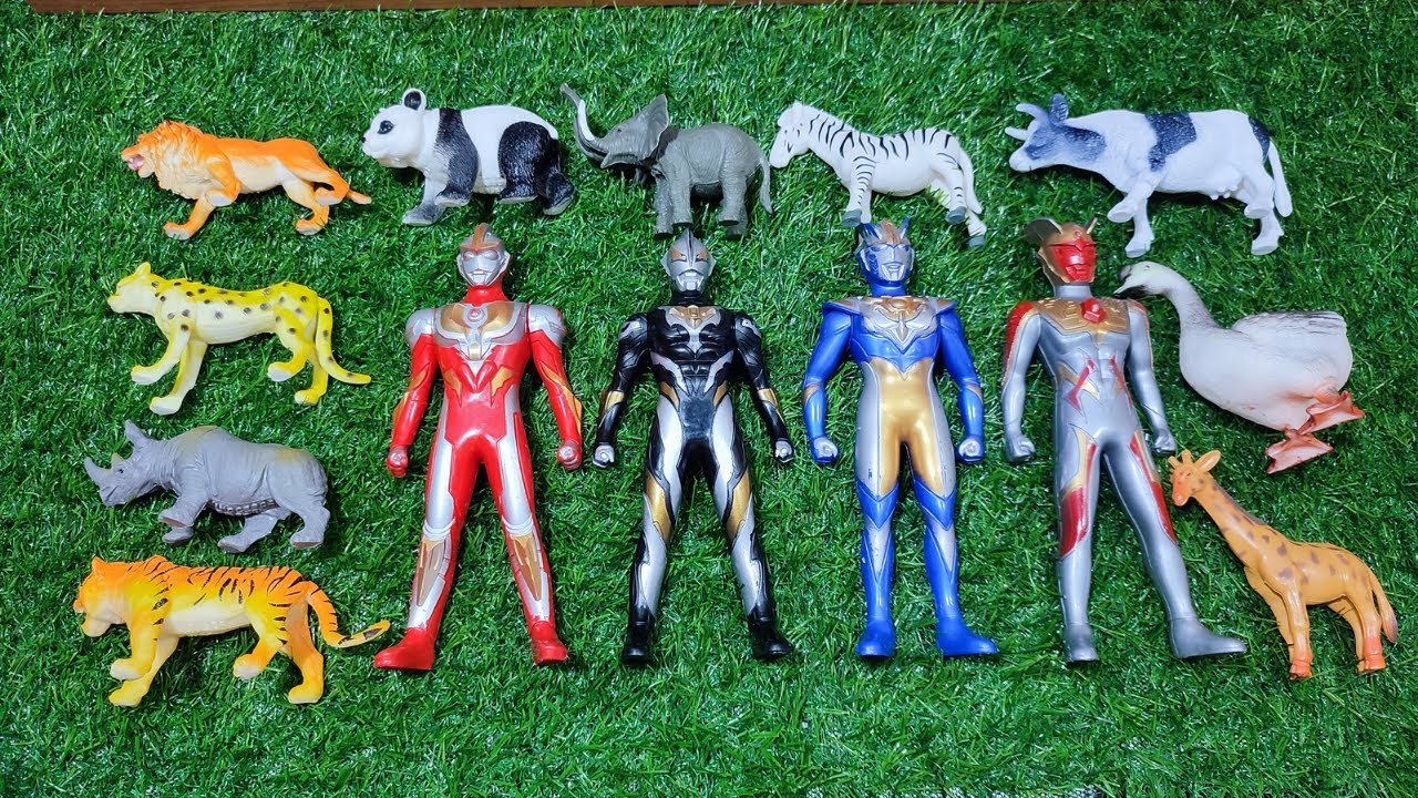 Animals toys for kids, Ultraman, tiger, lion, elephant, sheep, goat ...