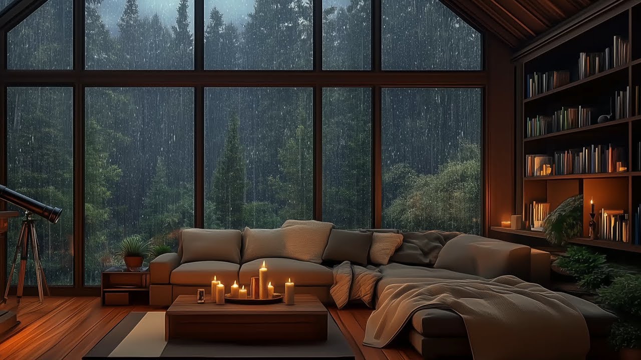 Cozy Rainy Day Ambience: Relaxing Rain Sounds in a Quiet Living Room ...