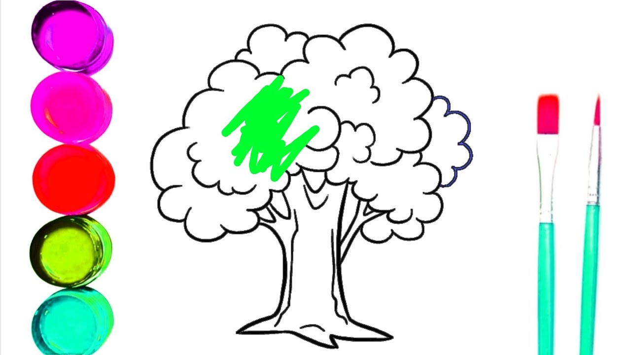 tree drawing for kids/esey panting - YouTube